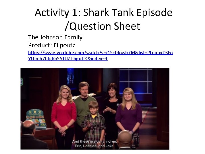 Shark Tank A Lesson In Entrepreneurship Objectives Students