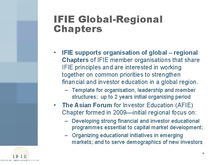INTERNATIONAL FORUM FOR INVESTOR EDUCATION AN OVERVIEW November