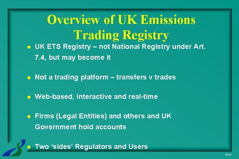 NATIONAL REGISTRIES AND THE UKS ETS REGISTRY Charlotte