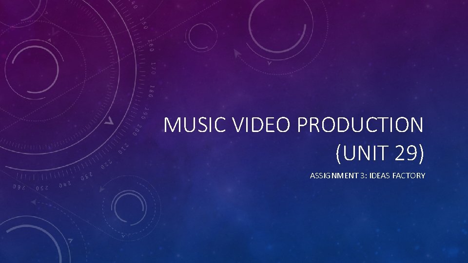 MUSIC VIDEO PRODUCTION UNIT 29 ASSIGNMENT 3 IDEAS