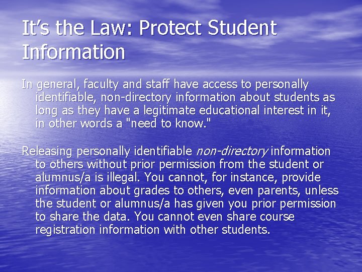 Personal Information Security Workshop Williams College Office for
