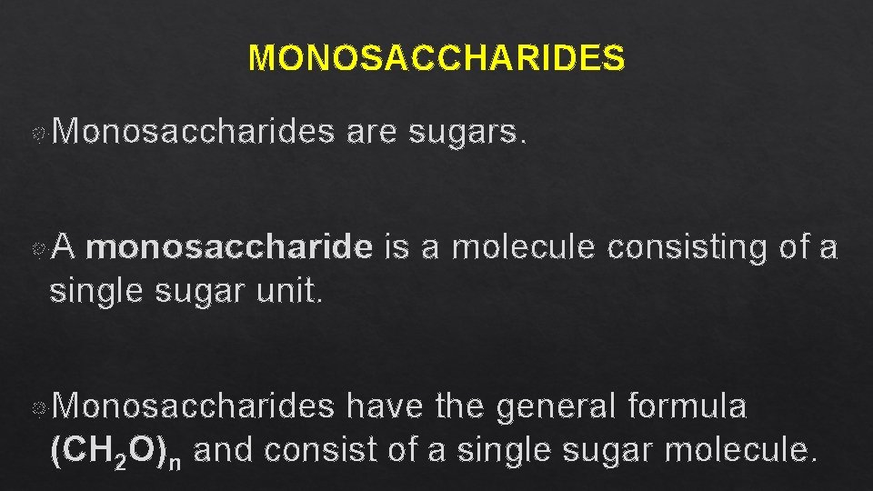 CARBOHYDRATES Cambridge Biology A Level 11 th Grade