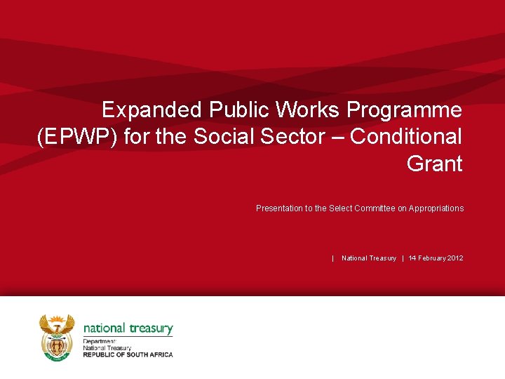 Expanded Public Works Programme EPWP for the Social