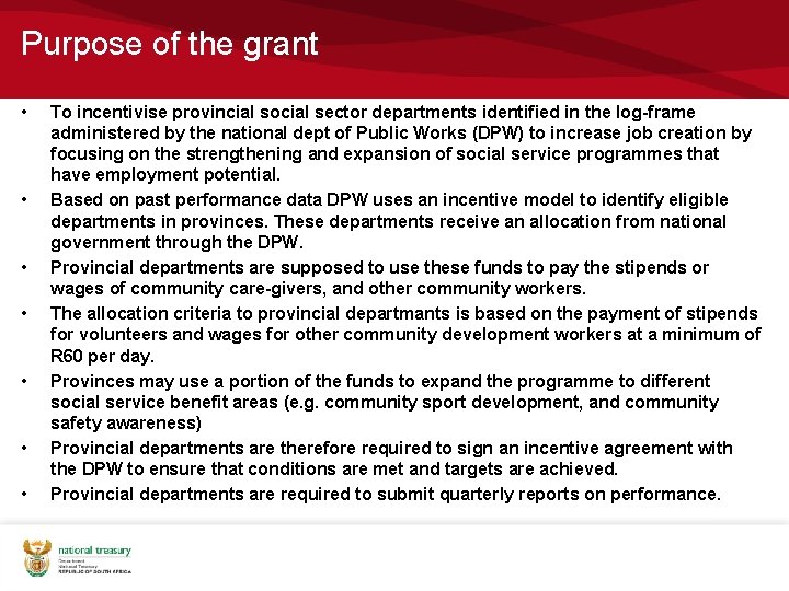 Expanded Public Works Programme EPWP for the Social