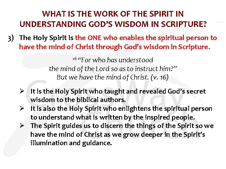 The Work of the Holy Spirit and Gods
