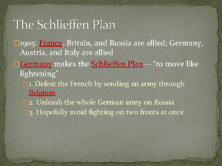 The Causes of World War I 1900 1914