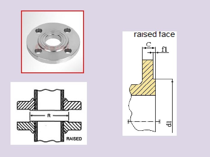Flange facings Contact surfaces to seat the sealing