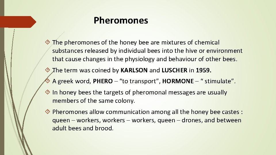 INDEX Introduction to honey bees What are pheromones