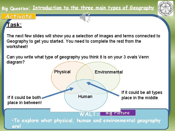 Big Question Introduction to the three main types