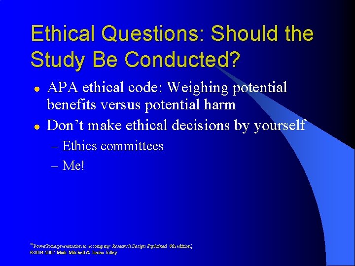 Chapter 2 Ethics and Validity Power Point presentation