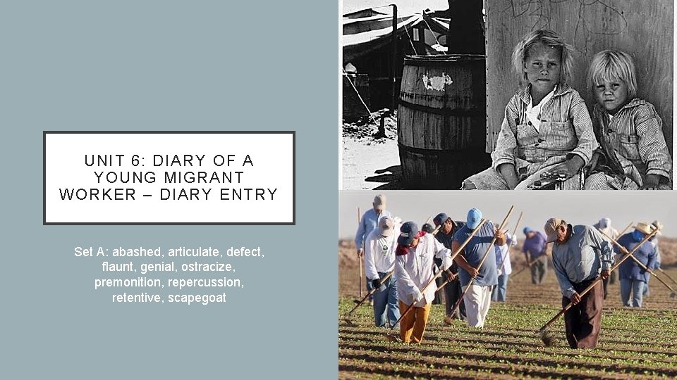 UNIT 6 DIARY OF A YOUNG MIGRANT WORKER