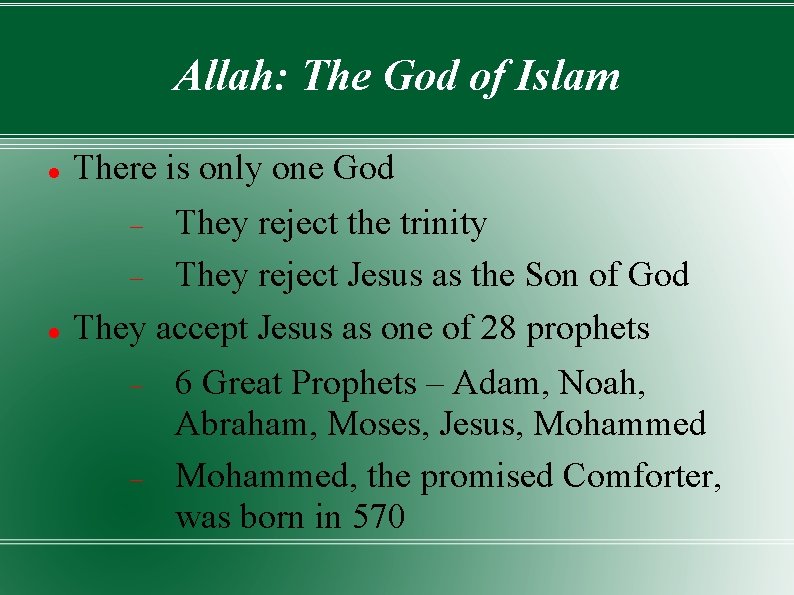 Allah The God of Islam Is the god