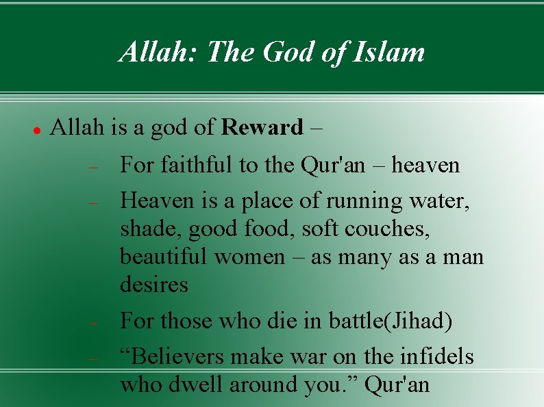 Allah The God of Islam Is the god