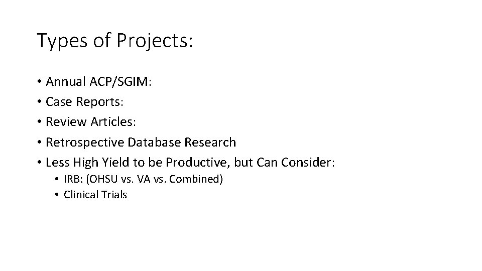 Selecting A Research Project Practical Tips Objectives SPe