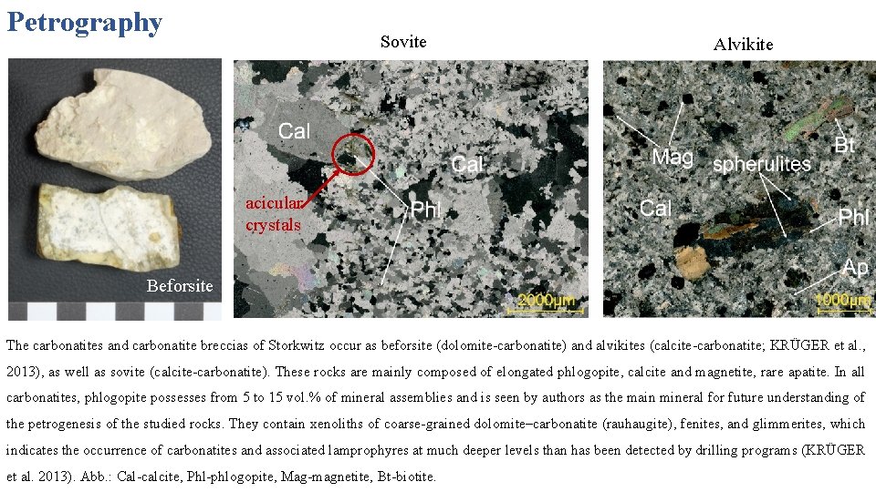 Mineral assemblages and xenolith cargo in the Storkwitz