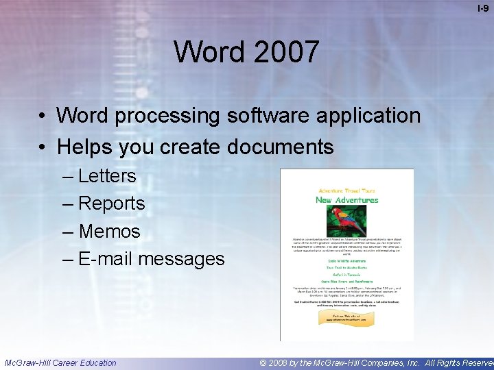 Introduction to Microsoft Office 2007 Mc GrawHill Career