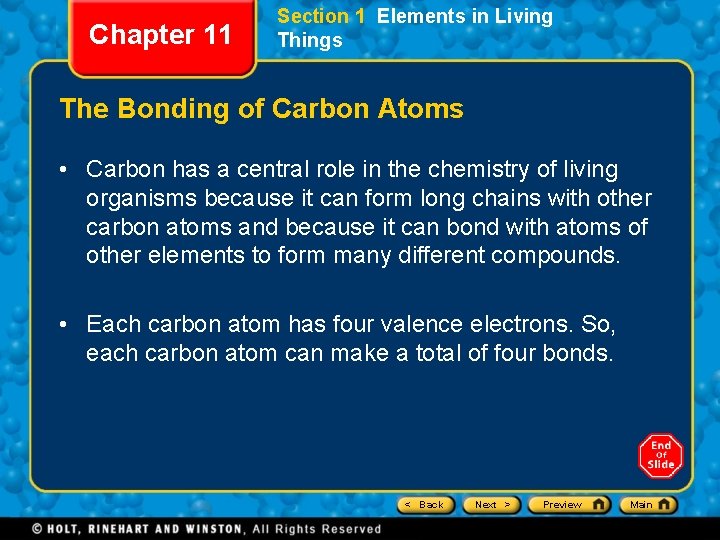Chapter 11 The Chemistry of Living Things Preview