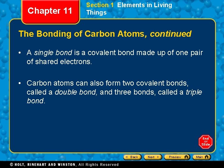 Chapter 11 The Chemistry of Living Things Preview