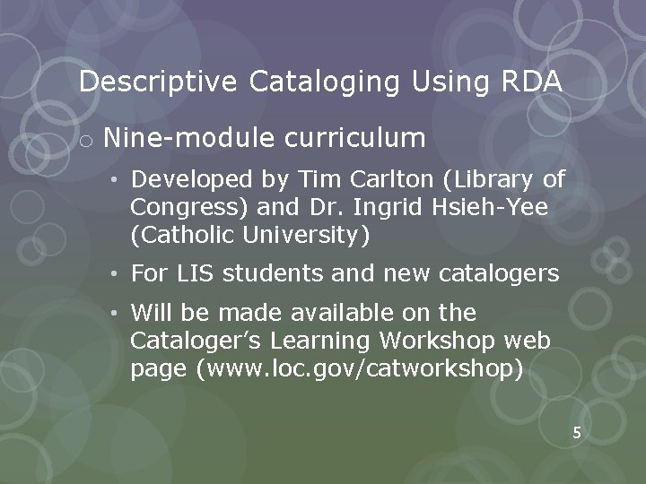 Library of Congress Update to the Authority Control