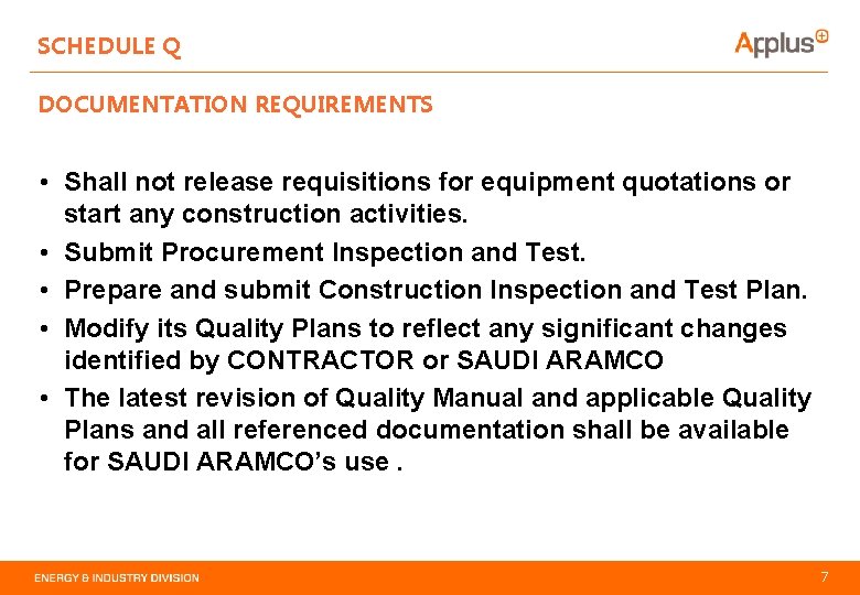 SCHEDULE Q Saudi Arabia Aprail 2020 SCHEDULE Q