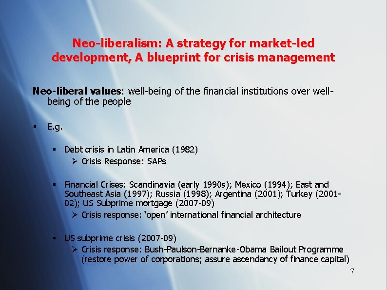 The Global Crisis the Political Economy of State