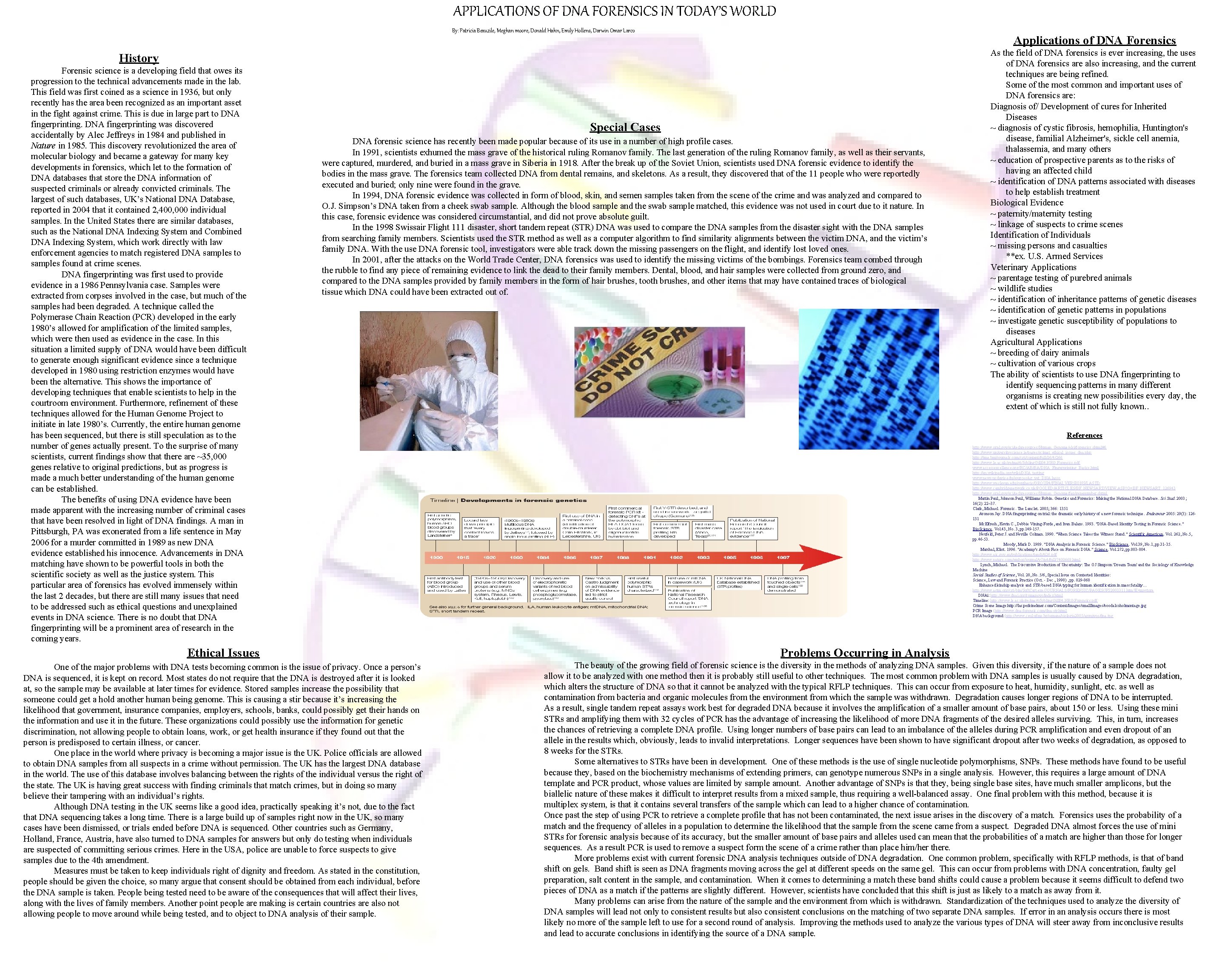 APPLICATIONS OF DNA FORENSICS IN TODAYS WORLD By