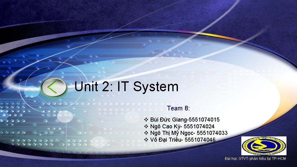 Unit 2 IT System Team 8 v v