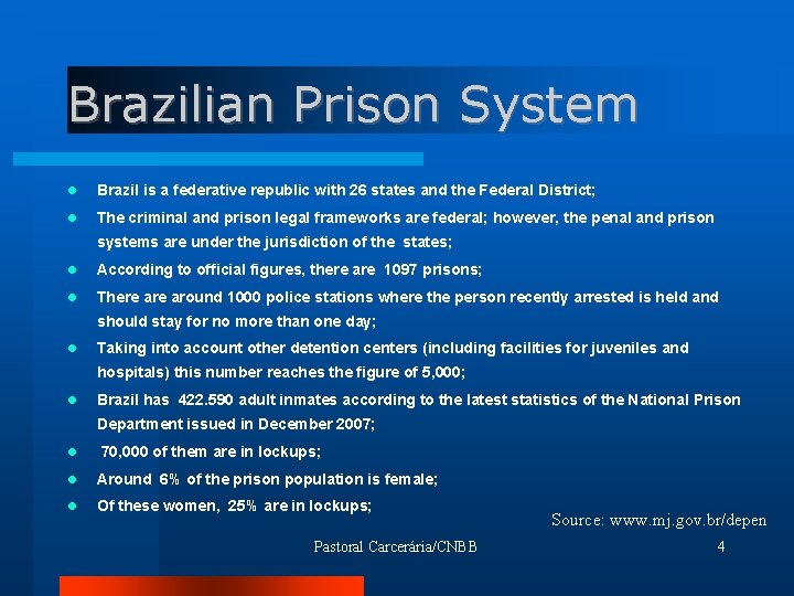 Pastoral CarcerriaCNBB 1 International Seminar The Optional Protocol