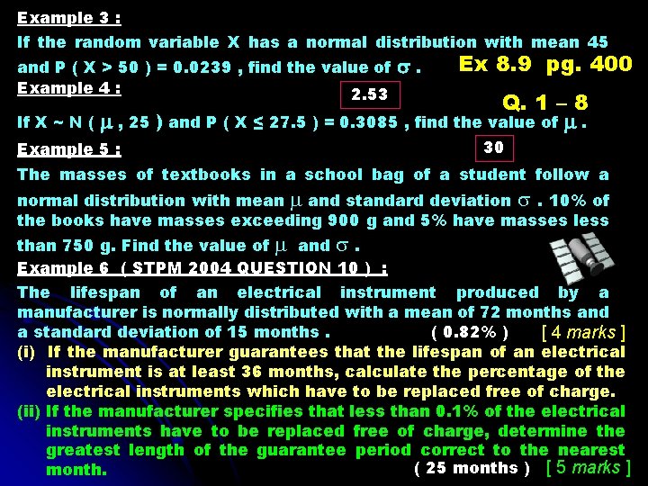 Problems Involving the Normal Example 1 Distribution Over