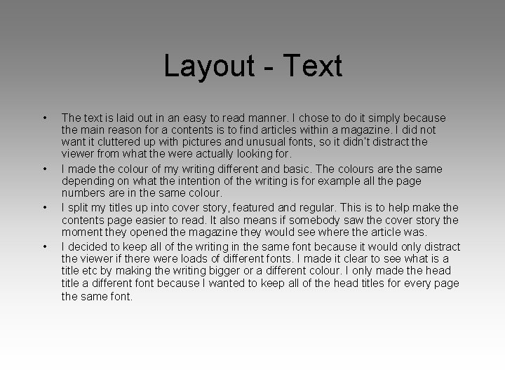 Contents Page Analysis By Elliot Smith Layout Text