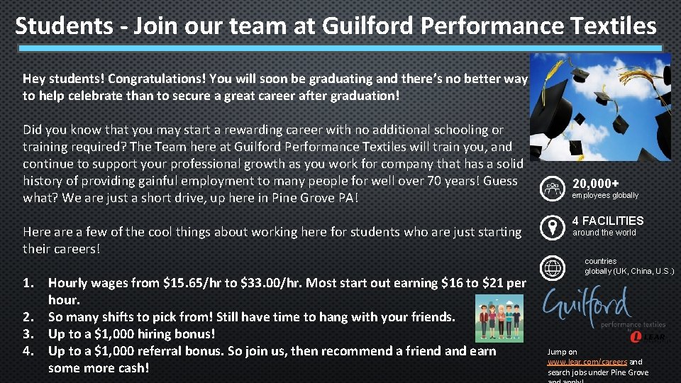 Students Join our team at Guilford Performance Textiles