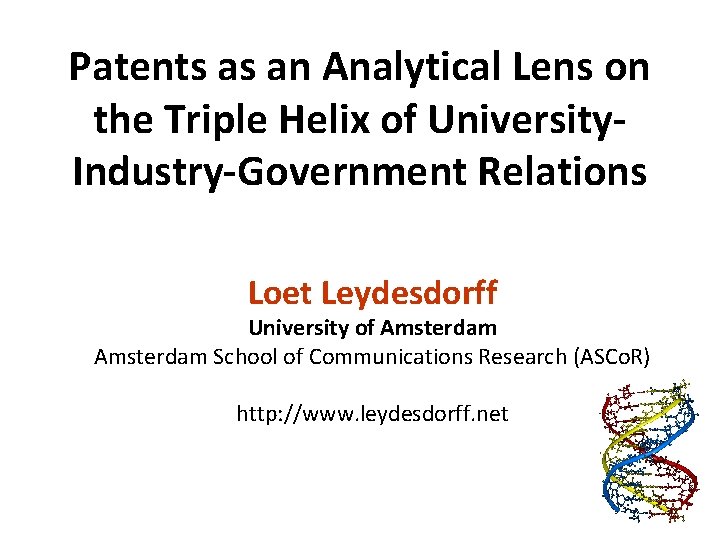 Patents as an Analytical Lens on the Triple
