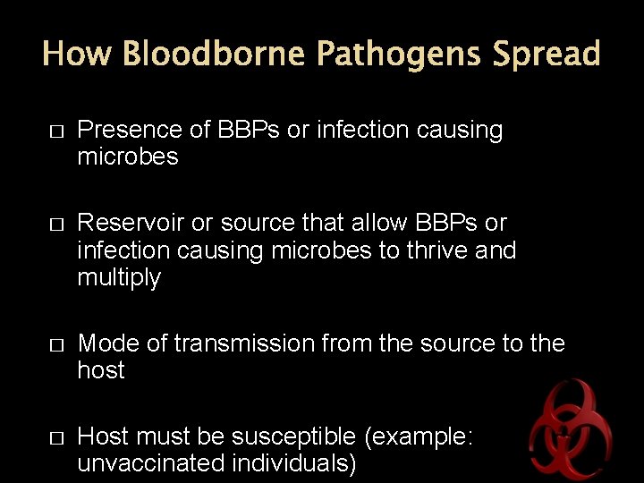 BLOODBORNE PATHOGEN TRAINING Disease Outbreak Control ...