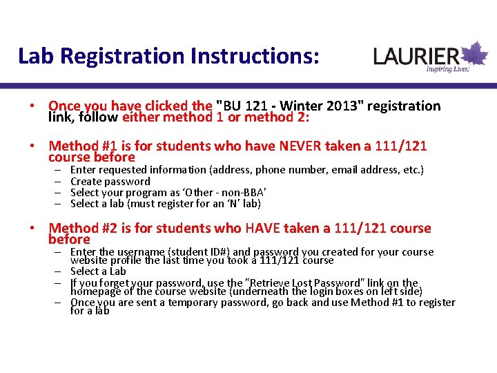 BU 121 Labs 30 students meet with a