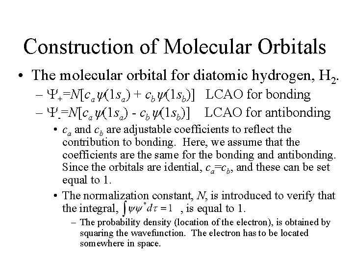 Molecular Orbitals Chapter 5 Molecular Orbital Theory Molecular