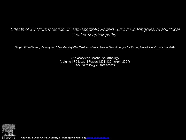 Effects of JC Virus Infection on AntiApoptotic Protein