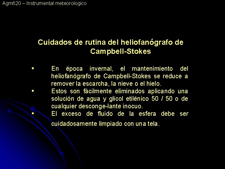 Agm 620 Instrumental meteorologico Anterior Presentacin Insolacin parte