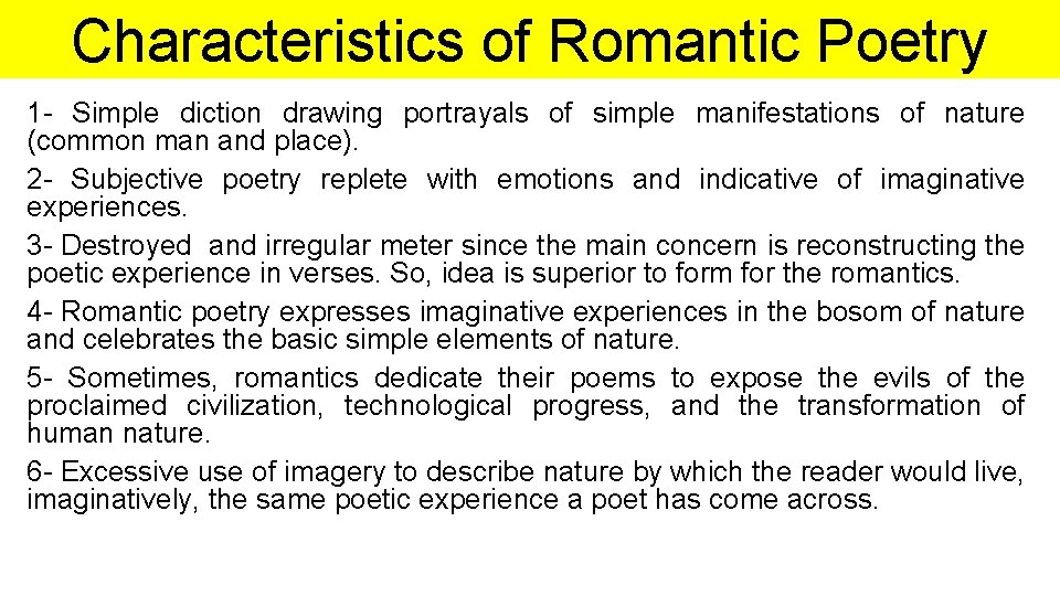 Romantic Poetry William Wordswroth Romanticism 1790 1830 Romantic