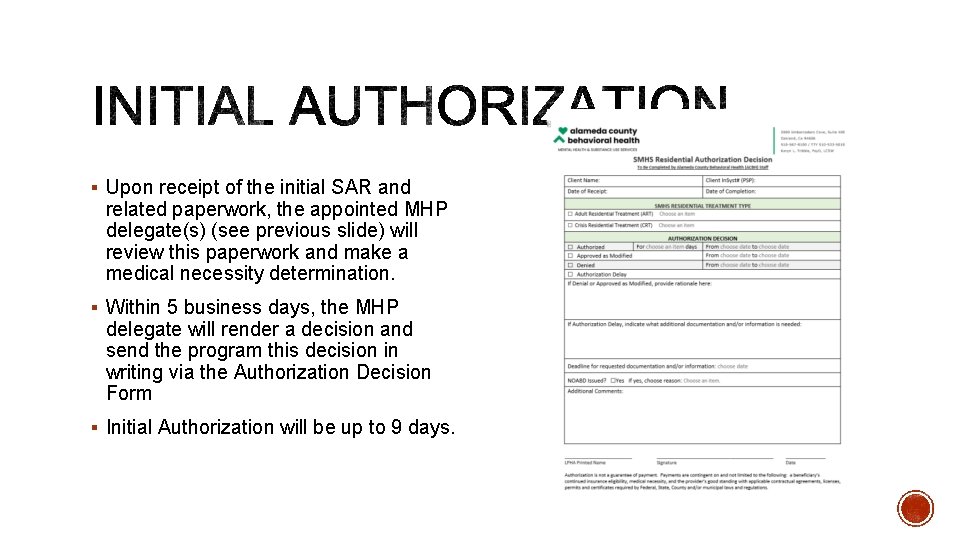 Authorizations and Documentation Standards Training Information Notice 19