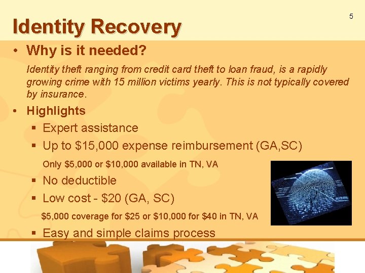 THE MISSING PIECES Equipment Breakdown Protection Identity Recovery