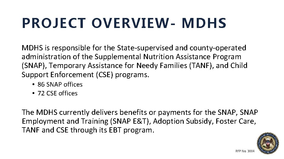 State of Mississippi Electronic Benefit Transfer System RFP