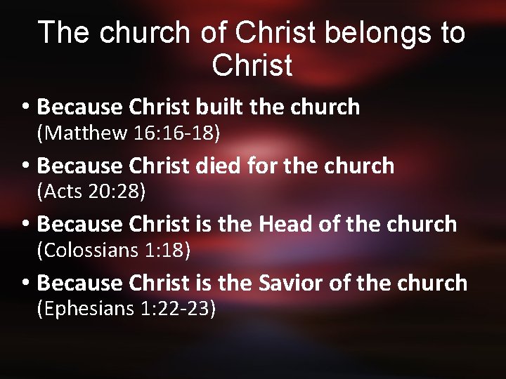 Back to Basics The church of Christ Plain