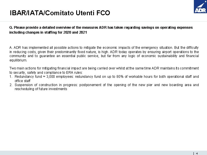 IBARIATAComitato Utenti FCO Easyjet Q Considering our views