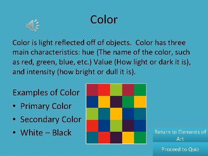 Elements of Art Picture Quiz High school 9