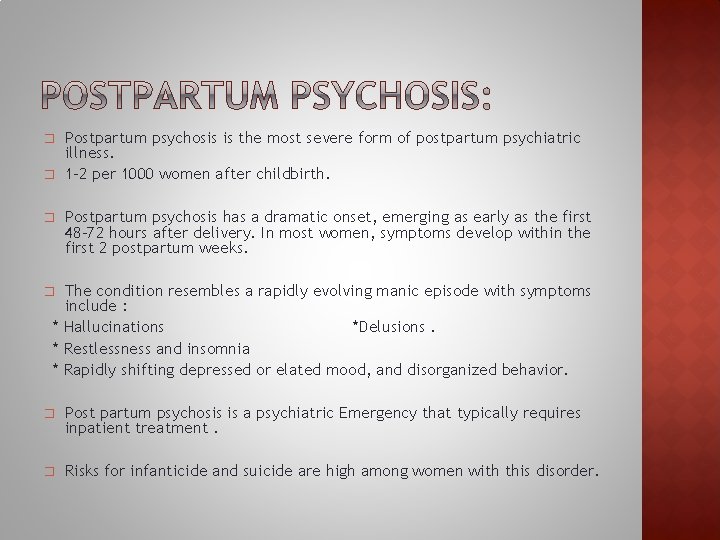 Supervised by Dr Suresh Psudocyesis Puerperal mental disorders