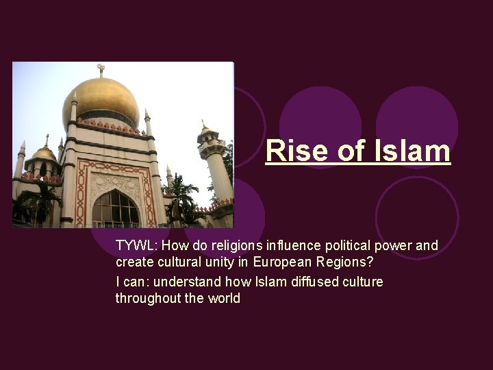 Rise of Islam TYWL How do religions influence