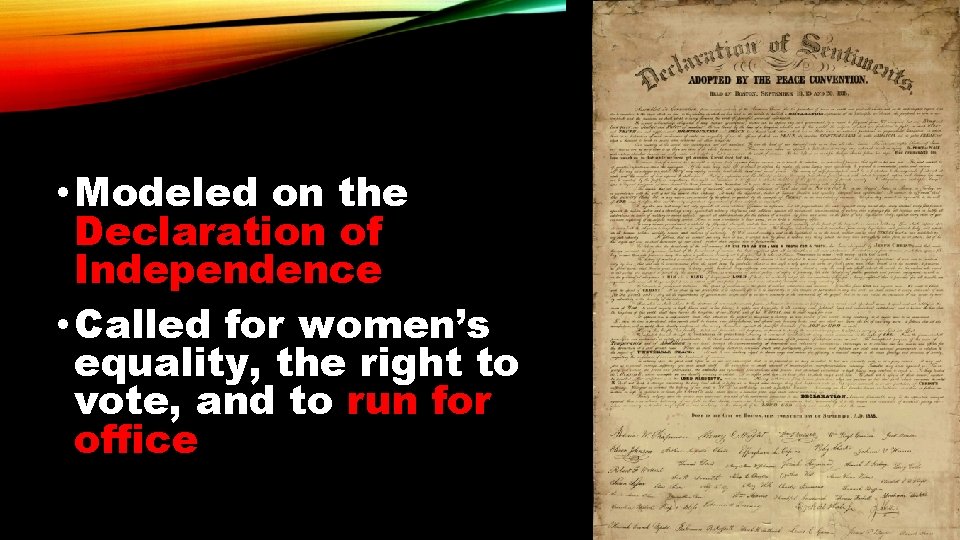 WOMENS RIGHTS MOVEMENT SENECA FALLS CONVENTION The first