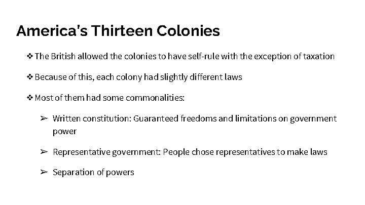 Origins of American Government Chapter 2 The Colonial