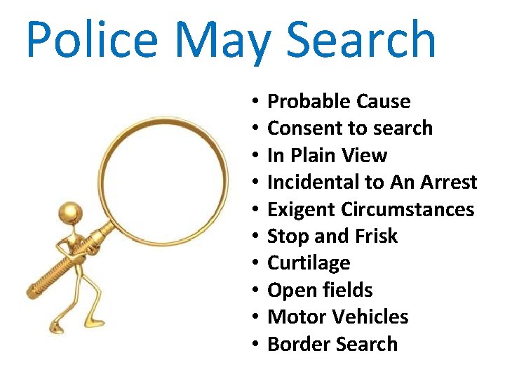 Search and Seizure Police and Border Patrol Authorities
