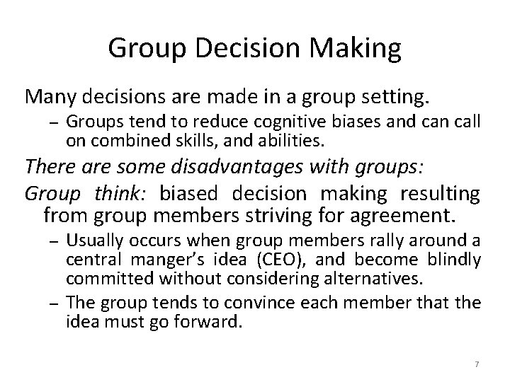 Management Practices Lecture 9 1 Recap Decision Making